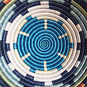 African Basket- Mwangaza/Rwanda Basket/Woven Bowl/Sisal & Sweetgrass Basket/Blues, Orange, Green, Yellow, White