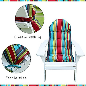 Enipate Weather Resistant Adirondack Chair Cushions High Back Indoor Outdoor Patio Tufted Lounge Cushion Seat Pads (Striped Color)