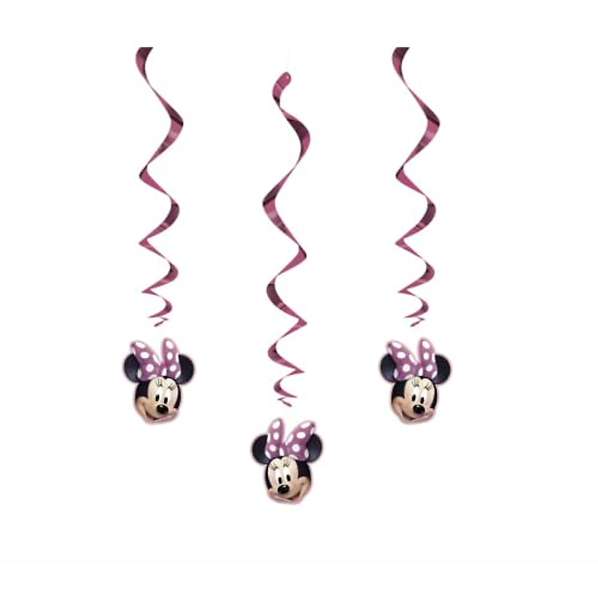 Unique Minnie Mouse Hanging Swirl Decorations - 26" | Pink | 3 Pcs