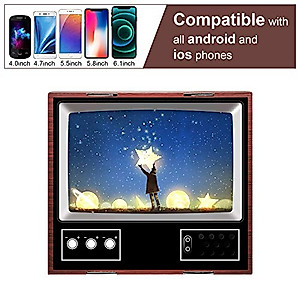 Weewooday Retro TV Amplifier 3D Mobile Phone Screen Magnifier Portable Retro TV Phone Holder Mini TV Cell Phone Holder Foldable Holder Stand for Most Smartphone Movie Video