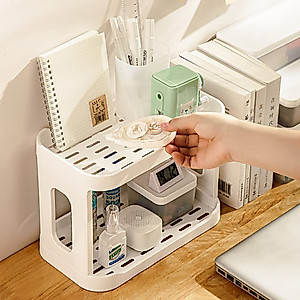 kaileyouxiangongsi 2-Tier Desk Organizers & Dispensers，Mail Holder for Office Desk Organization，Kitchen Spice Rack or Bathroom Countertop Organizer, Gift for Teachers, Classmates, and Friends,White