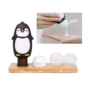 Lejesth 4Pcs 3oz/90ml Silicone Leak Proof Travel Size Bottles Set for Liquids, Refillable Containers,Squeezable Tubes Toiletries Containers for Shampoo Conditioner Lotion Face Body Wash