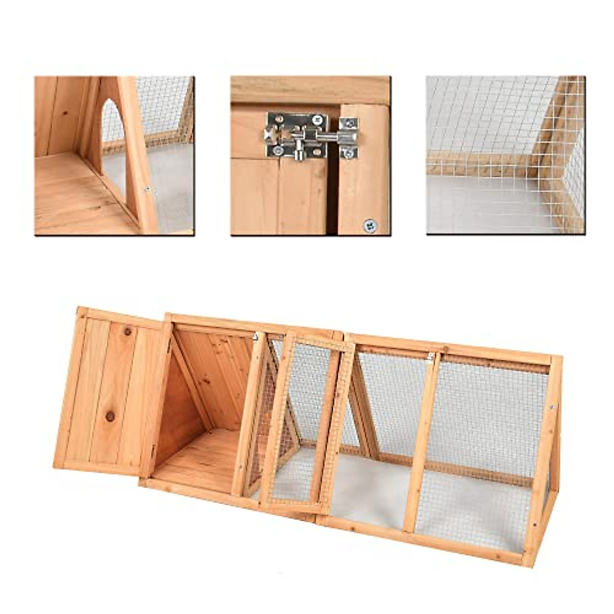 Ecolinear Rabbit Hutch Wooden Bunny Cage A-Frame Chicken Coop for Small Animals (46E)