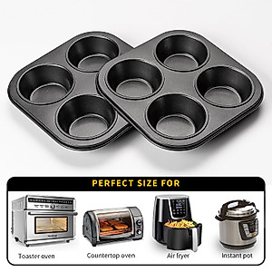 Yomvzake Air Fryer Muffin Pan, 2 Pack Cupcake Molds for Air Fryer Toaster Oven, Nonstick Cupcake Baking Pan for Counter Top Oven Small Oven
