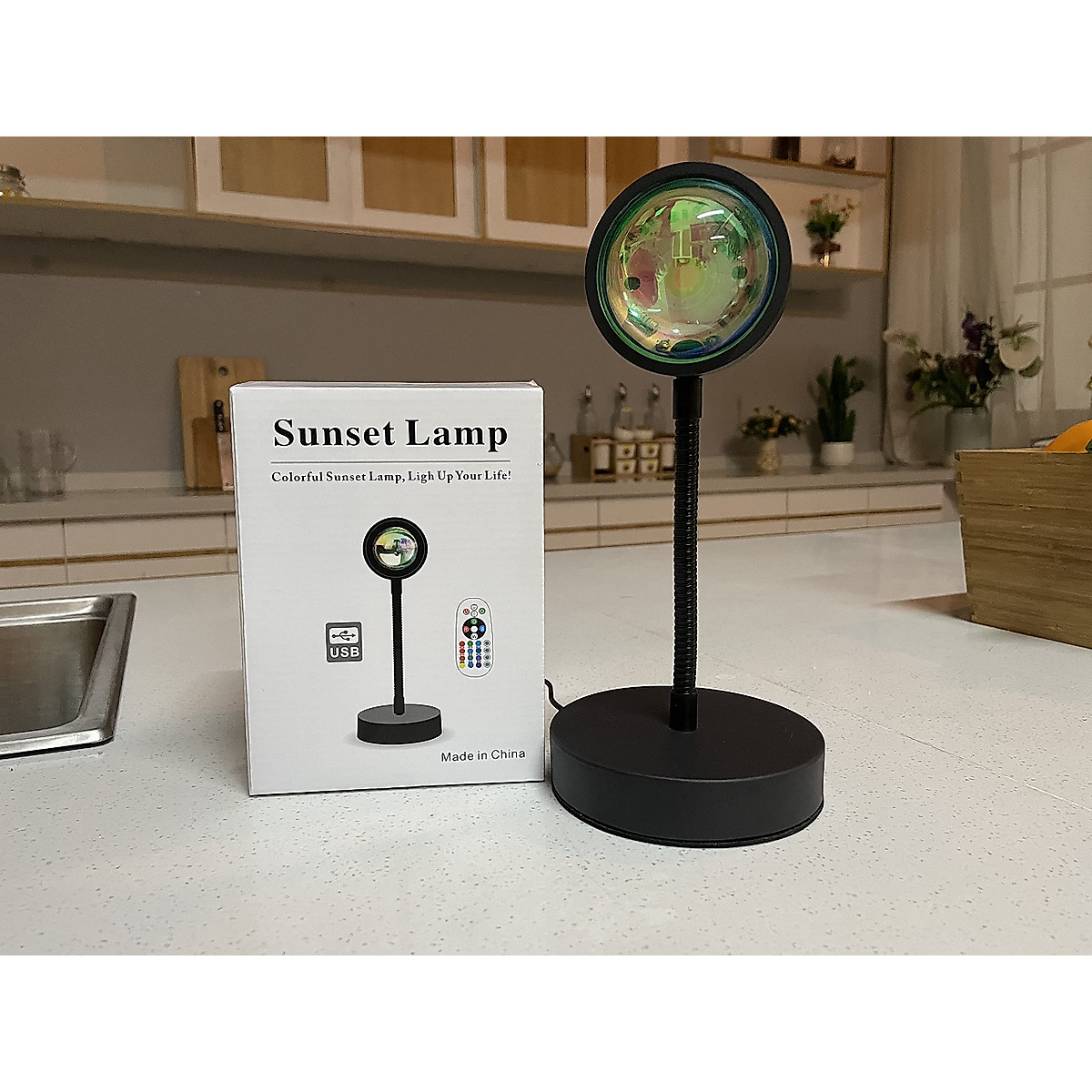 JIMEI Sunset Lamp Projector Led Lights for Bedroom Night Light RGB Lights Sun Sunlight Sunrise Lamp 10w 360° Rotation Mood Lighting Home /Room Decor Christmas Gifts for Women