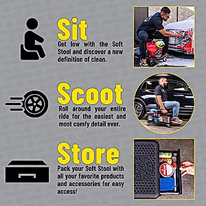 Chemical Guys ACC618 Soft Stool Ultimate Rolling Detailing & Utility Cart, (For Cars, Trucks, SUVs, RVs, Home, Garden, Garage & More) 15' 1/2" x 8' 3/4" x 18' 1/2" - Black