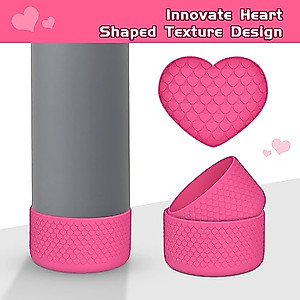 WUQID Heart Shaped Texture Silicone Boot for Stanley Quencher H2.0 40oz 30oz 20oz & IceFlow Flip 30oz 20oz and Hydroflask 12-24oz, Anti-Slip Bottle Bottom Sleeve Cover
