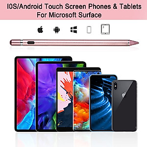 Stylus Pens for Touch Screens,Active Stylus Compatible for Apple iPad,Rechargeable 1.5mm Fine Point Smart Pencil Digital Compatible iPad and Most Tablet,for Drawing and Handwriting (Pink)