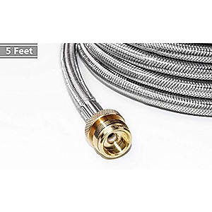 DOZYANT Propane Hose Adapter 1lb to 20lb Converter Replacement for Coleman Camp Stove, Buddy Heater to LP Cylinder POL Connection，Steel Braided 5 Feet