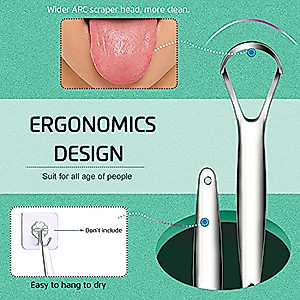 Tongue Scraper, 3pcs tounge scrappers, Medical Grade Metal Stainless Steel tongue cleaner Fights Bad Breath in Seconds, 100% BPA Free Tongue Scrapers Oral Care