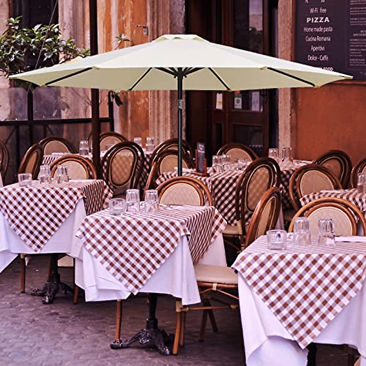 YSSOA 7.5' Patio Umbrella Outdoor Table Market Yard Umbrella with 6 Sturdy Ribs, Beige