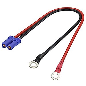 AAOTOKK EC5 to O Ring Terminal Cable,EC5 Female to O Ring Eyelet Terminal Plug Connector Cable 10AWG RC ESC Charger Side Power(40cm/15inch)