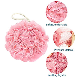 Awontar Bath Loofah Sponge, 60G Shower Loofah Exfoliating Body Scrubber Sponge, 4 Count Bath Mesh Pouf Ball for Women and Men (Light Color)