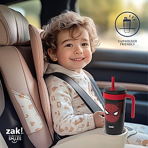 Zak Designs Marvel Fairway Travel Tumbler for On the Go or At Home, 18oz Stainless Steel with Vacuum Insulation, Spillproof Silicone Straw, and Carry Handle for Cold Drinks (Spider-Man)