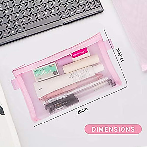 Skycase Multifunctional Mesh Pen Bag, 4PCS Zipper Mesh Bags, Clear Pencil Case Organizer Stationery Storage Bag for Office Supplies Cosmetics Makeup Travel Accessories