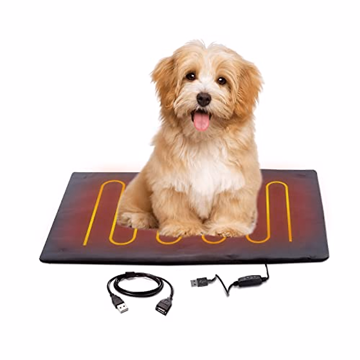Mantuole Pet Heating Pad, Portable USB Power Heated Pet Mat for Puppy and Kitty, 27x20 inch, for Small to Medium Size Dog and Cat. with 20000mah Battery