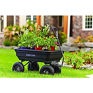 Gorilla Carts GOR4PS Poly Garden Dump Cart with Steel Frame and 10-in. Pneumatic Tires, 600-Pound Capacity, Black