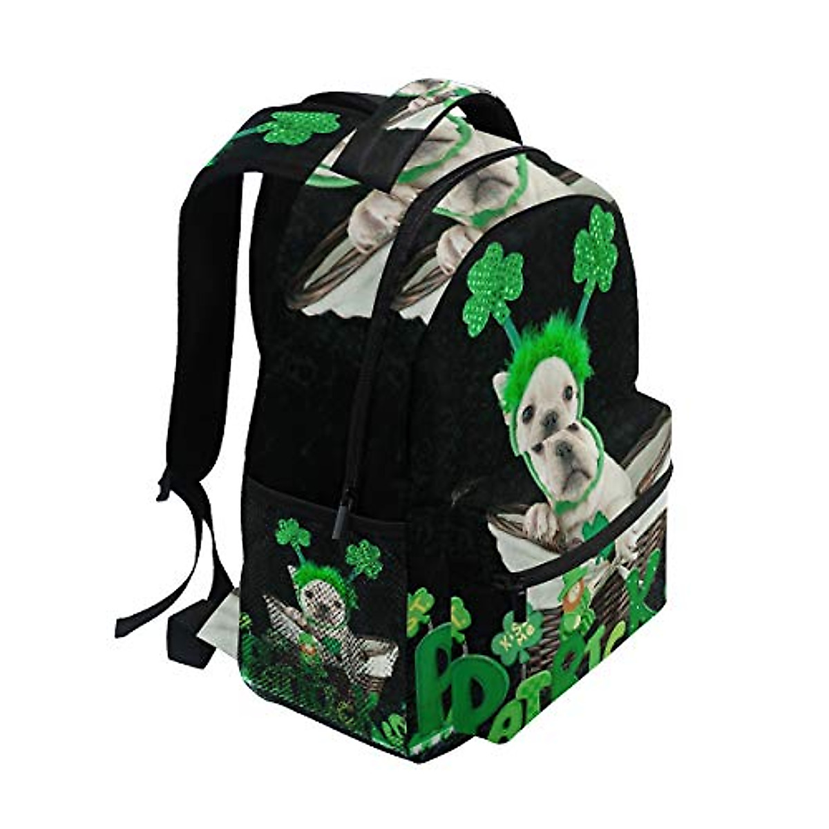 ALAZA French Bulldog St Patrick's Day Backpack Daypack College School Travel Shoulder Bag