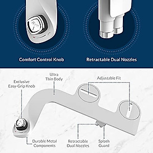Bio Bidet by Bemis TruComfort Toilet Seat with Perfect Fit, Fresh Water Spray, Non-Electric, Easy to Install Bidet, ELONGATED, Blue Inserts