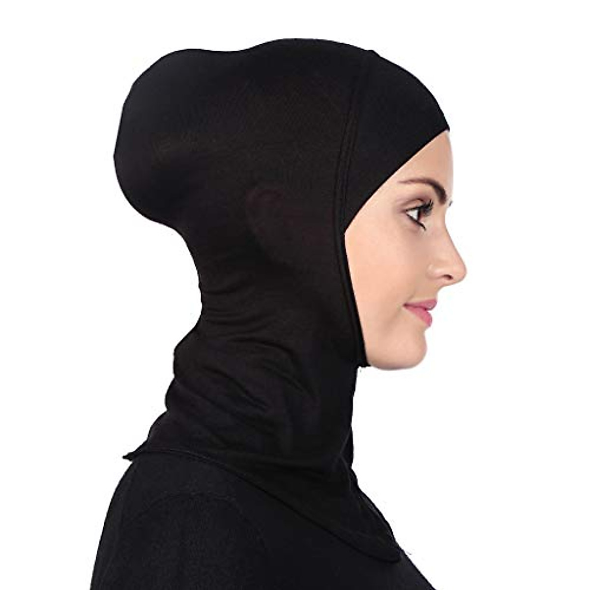 GERINLY Black Under Hijab Scarf Women's Ninja Jilbab Cap Stretch Full Neck Coverage Hijabs for Sport (Black)