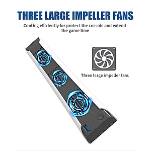 PS5 Cooler for PS5 Cooling Fan, Upgraded Quiet Cooler Fan 3 Cooler External Port USB 3.0 Accessory Compatible with Playstation 5 Digital Edition/Ultra HD Console White
