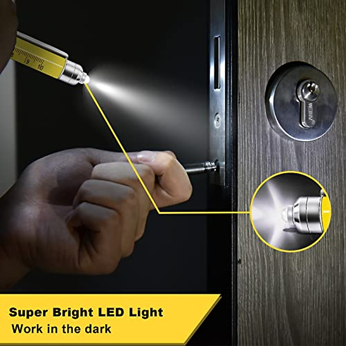 Gifts for Men, 9 in 1 Multitool Pen Gifts for Him, Cool Gadgets Tools for Men, Mens Gifts for Dad, Boyfriend, Husband, Grandpa, Unique Birthday Gifts for Men Who Have Everything (Yellow)