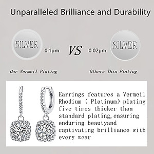 Diamond Earrings for Women, Hoop Earrings Moissanite Earrings 2Ct, Gifts for Wife Soulmate Mom Girlfriend, Anniversary Jewelry Present for Wife, Birthday Valentines Gifts