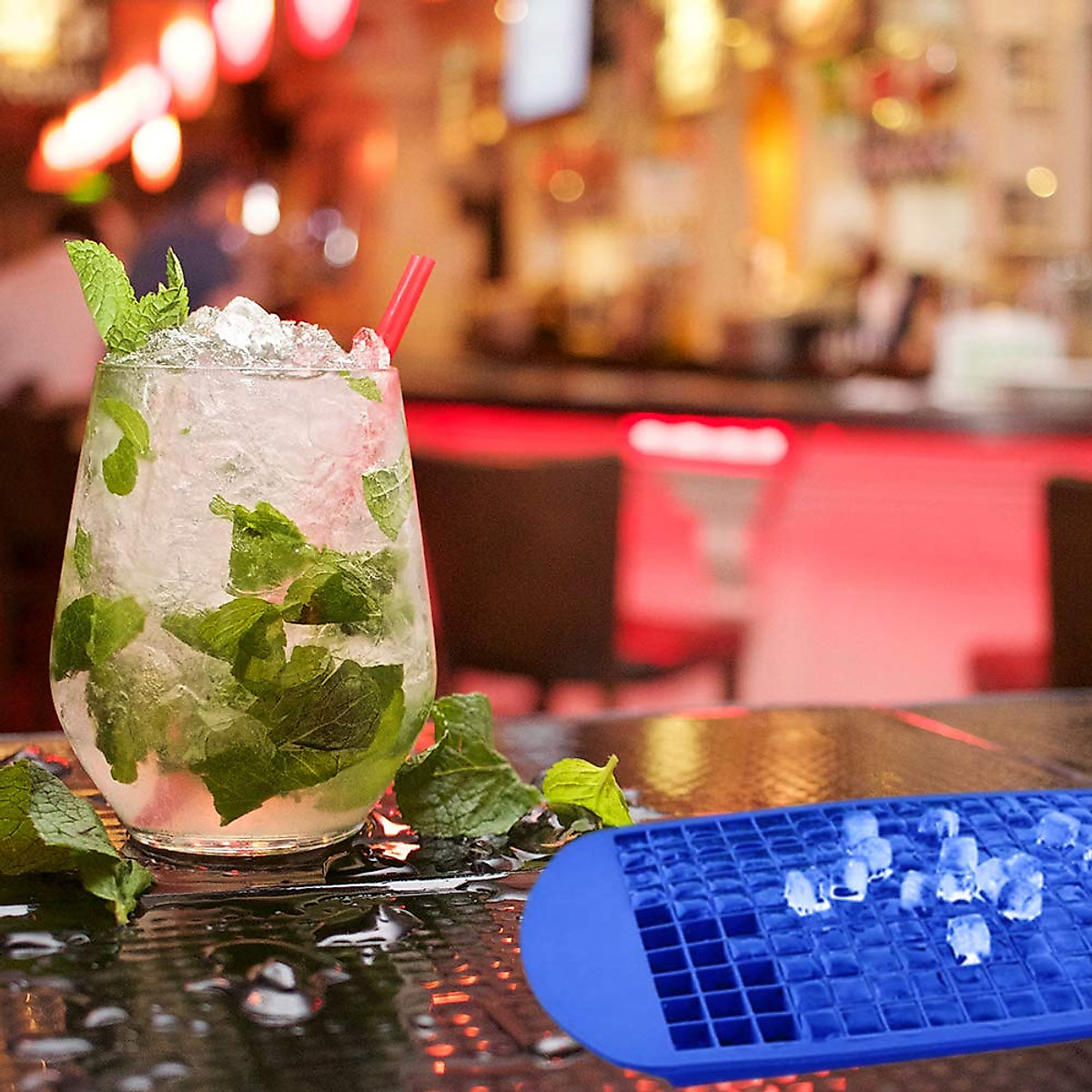 Silicone Mini Ice Cube Trays 3 Pack, 160 Crushed Ice Cube Molds Easy Release Small Ice Cube for Chilling Whiskey Cocktail, Kitchen Gadgets Stackable Ice Trays, Specialty Accessories Tool for Freezer