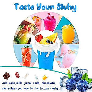 Nenkarn Slushy Maker Cup, Upgrade 17oz/500ml Slushie Cup, TIK TOK Quick Frozen Magic Cup, Double Layers Slushie Maker Cup, Fasting Cooling Make And Serve Slushy Cup For Milk Shake, Smoothies, Slushies (Blue)
