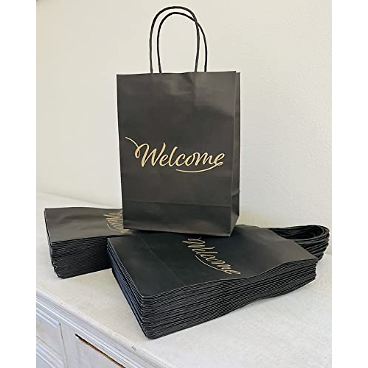 Welcome Gift Bags - 50 Pack - For Wedding Welcome Hotel Guest Bags, Favor Bags - 8.25 x 4.3 x 10.6"