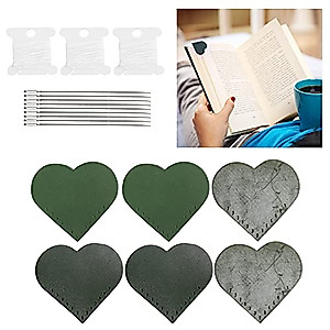 Leather Heart Bookmark Making Set, 2x2.2in Corner Page Book Marks for Reading Lover Cute Bookmarks Accessories Green Series