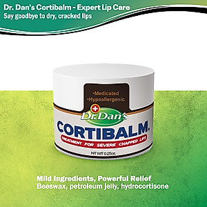 Dr. Dan's Cortibalm Jar - 1 Pack - for Dry Cracked Lips - Healing Lip Balm Jar for Severely Chapped Lips - Designed for Men, Women and Children -
