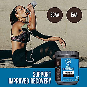 Vital Performance Protein Powder, 25g Lactose-Free Milk Protein Isolate Casein & Whey Blend, NSF for Sport Certified, 10g Collagen Peptides, 8g EAAs, 5g BCAAs, Gluten-Free - Cold Brew Coffee, 1.72lb