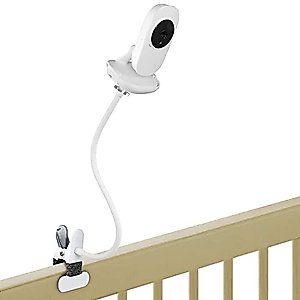 Flexible Baby Monitor Mount for VTech VM819 Baby Monitor Baby Camera Holder Stand Shelf, Versatile Twist Mounting for Crib Nursery Cot Shelves or Furniture, Baby Monitor Kits, White, No Drill