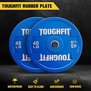 ToughFit Color Coded Olympic Bumper Plates for Barbell, 2-Inch Weights Plates With Steel Insert Weight Lifting Plate for Strength Training in Home Gym,10LBS