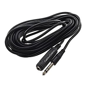 CablesOnline Stereo 1/4" TRS Female to 1/4" TRS Male Headphone Extension Cable (25ft.)