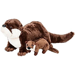 Rhode Island Novelty Adventure Planet Birth of Life River Otter with Baby Plush Toy 12.5" Long Without Tail