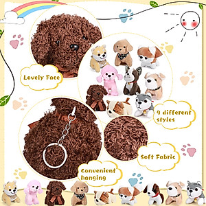 Aoriher 9 Pieces Mini Plush Dog Stuffed Animals Cute Soft Puppy Toy Bulk Christmas Party Favor for Birthday Gift Goodie Bag Stocking Filler(Vivid Style)