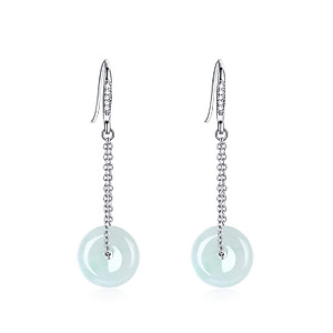Jade Earrings Jade Clasp Fashion And Elegant Jewelry Earrings Sterling Silver Ear Hook For Women.