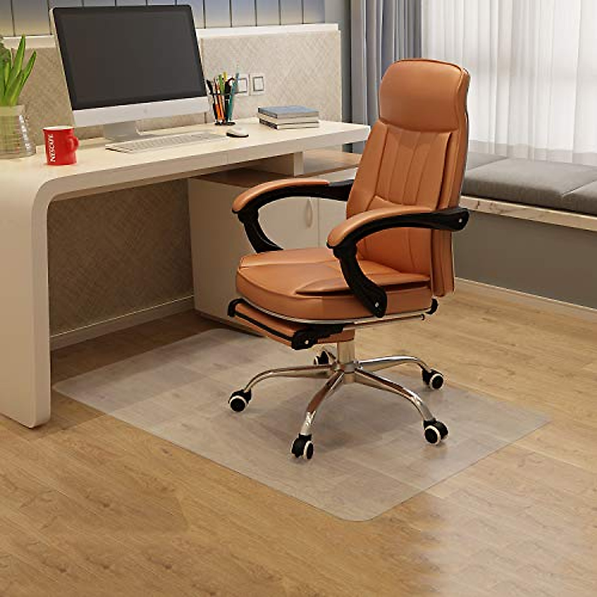 HOMEK Office Chair Mat for Hardwood Floor, 48” x 30” Clear Desk Chair Mat for Hard Floor, Easy Glide for Chairs