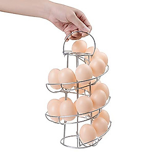 Egg Skelter Spiraling Dispenser Rack Large Capacity - Egg Storage Organizer Display Holder Basket for Countertop Kitchen,Silver