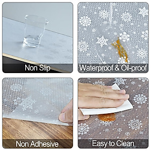 Shelf Liners for Kitchen Cabinets, Waterproof Drawer Liner Non Adhesive Bathroom Sink Liner, Fridge Liner No Slip Cupboard Mats EVA Place Mats Roll - Clear Snow 17.7"×118"