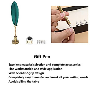 Feather Calligraphy Pen Ink Set with 5 Replacement Nibs, Pen Holder and Ink Box(Without Ink) for Teacher Classmate Gift Calligraphy Pens