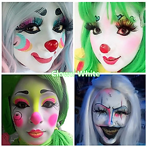 Go Ho White Face Paint,Easily Washable Formula Face Paint Stick,Non-toxic Full-coverage Cream to Powder White Face Body Paint for Halloween Cosplay Zombie Skeleton Clown Goth Makeup