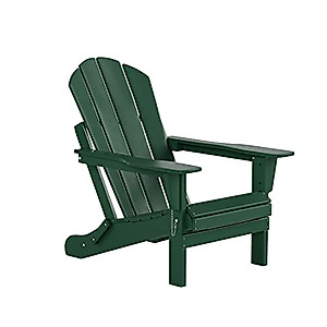WO Home Furniture Set of 4 Pcs HDPE Adirondack Chairs Lounger Outdoor Folding Seat for Fire Pit, Beach, Balcony, Backyard, Lawn, Patio, Pool, Deck, Garden - Weather UV Resistant (Dark Green)