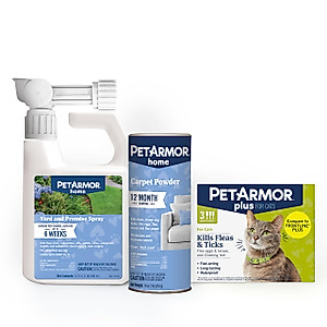 PetArmor Plus Flea & Tick Prevention for Cats Over 1.5 lbs (3 Doses) + PetArmor Home Carpet Spray and Yard Spray for Fleas & Ticks, Total Flea & Tick Prevention
