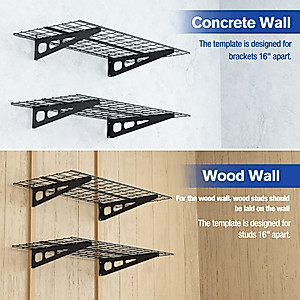 WORKPRO 2-Pack 2x4FT Garage Wall Shelving, 48” x 24” Heavy Duty Wall Mounted Shelving, 400lbs Load Capacity (Total), Metal Wall Shelves Suitable for Shop, Shed, Garage Storage, Black, 1 Sets