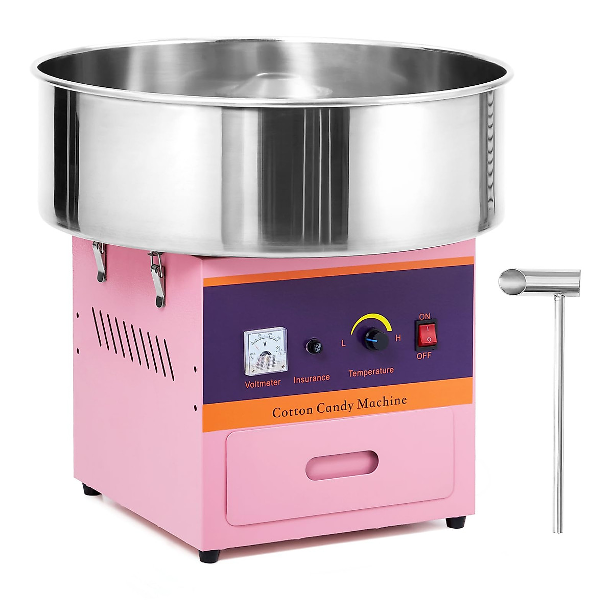 Garvee Commercial Cotton Candy Machine, 1000W Cotton Candy Maker with Stainless Steel Bowl, Sugar Scoop and Large Storage Drawer, Perfect for Home Party, Kids Birthday, Carnival, Pink