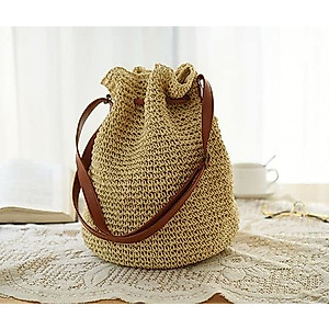 Women's Straw Backpack Shoulders Bag Casual Hobo Woven Bag Beach Backpack Top Handle Summer Beach Backpack