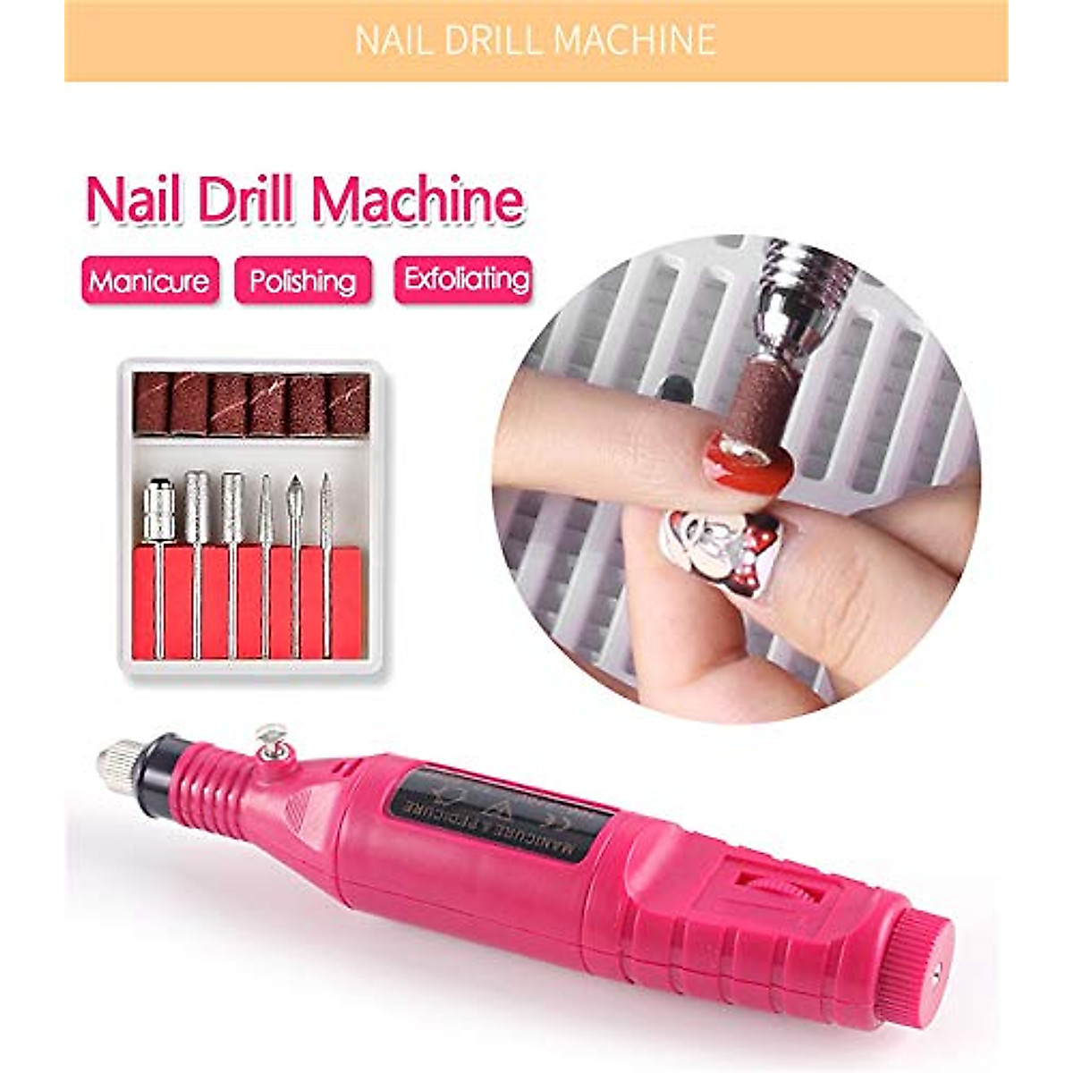 Major Dijit Portable USB Electric Nail Drill Set Polish Pen File Kit,36W Nail Lamp Gel Manicure Dryer Lamp,Acrylic Nail 3D Art Drill Dryer Manicure Supplies, Nail Files Tool Polish Decorating